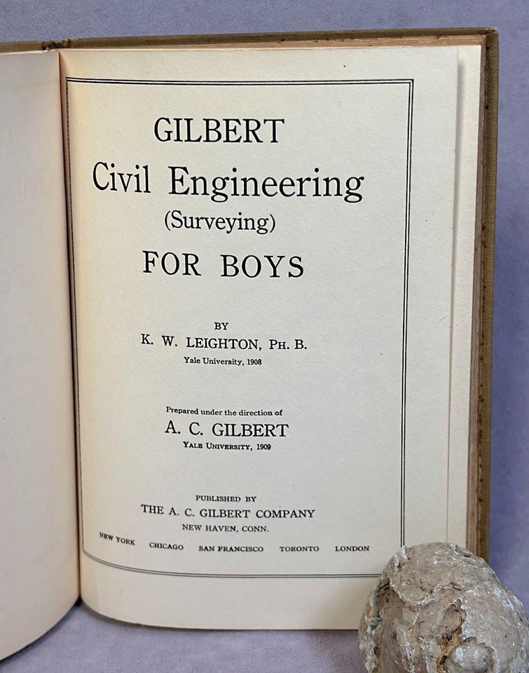 Antique CIVIL ENGINEERING Surveying Building Book 1920 GILBERT Erector ...