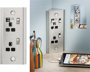 Knightsbridge 13A 2 Gang Vertical Corner Mount Socket with Dual USB ...