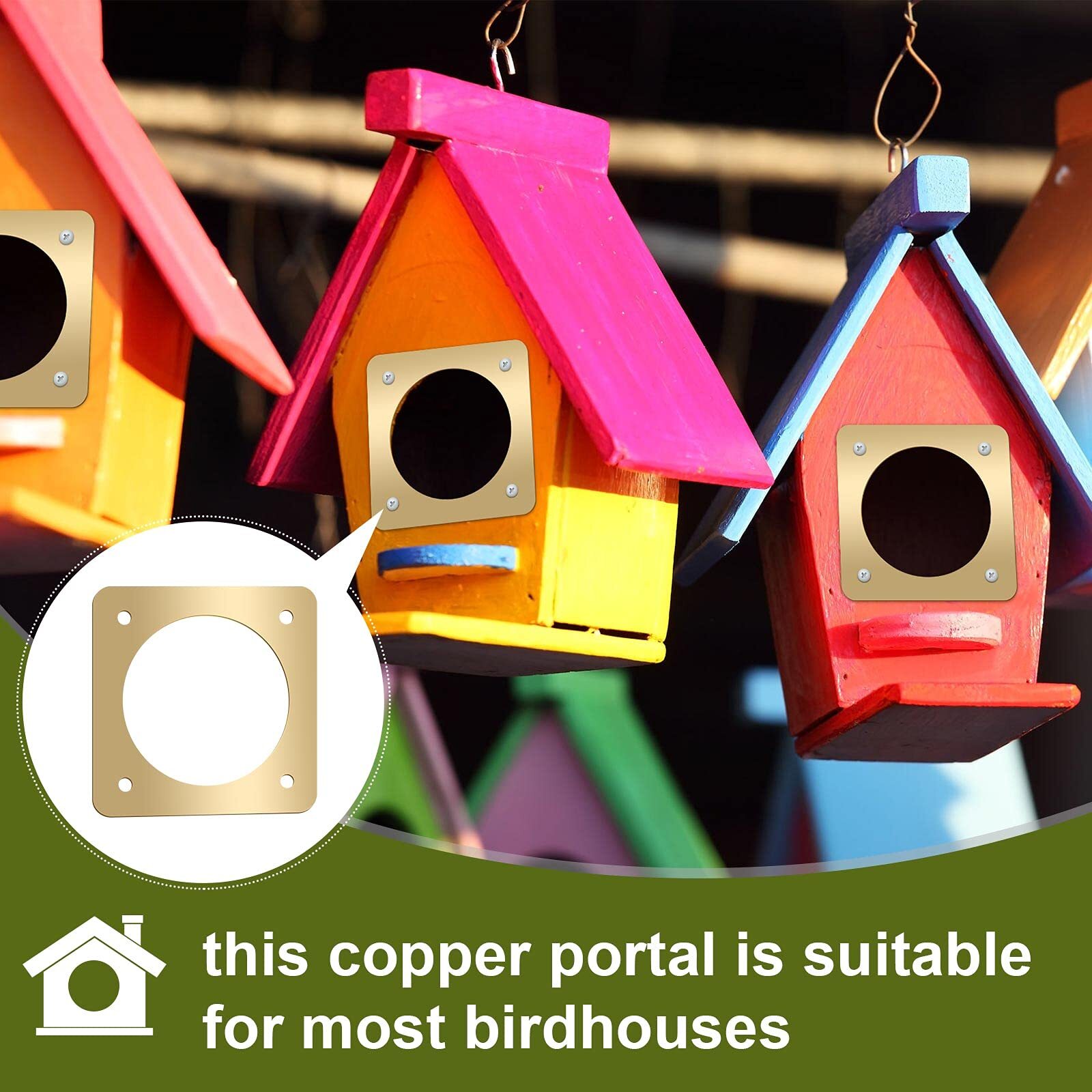 12 Pieces Metal Bird House Guard with Copper Portal Bird House Hole ...