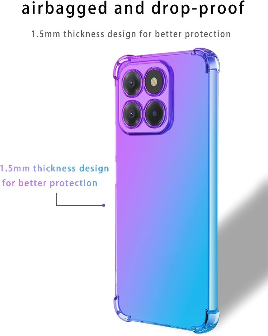 For Honor X6A Case, Slim Clear Silicone Shockproof Gradient Gel Phone ...
