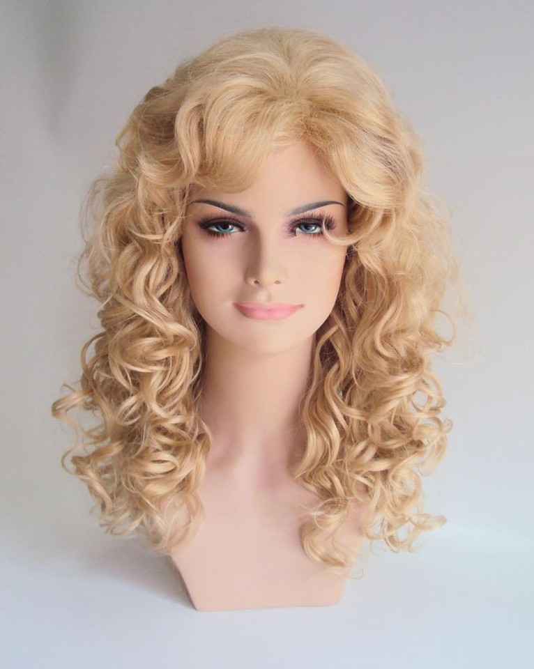 DELUXE DOLLY PARTON BLONDE CURLY BIG HAIR PERM COSTUME WIG DRAG COUNTRY ...