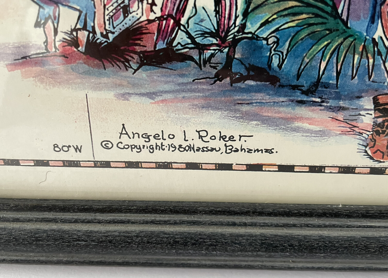 Vintage 1980 Angelo Roker Bahamas Map Framed Art Poster Gateway of the ...