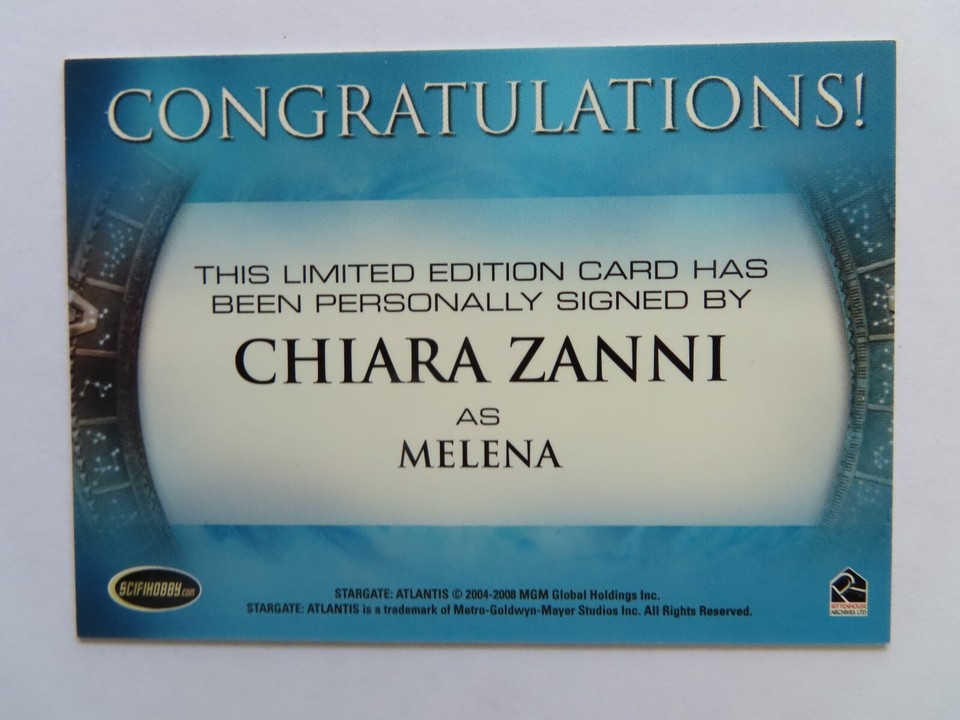 Authentic Signed Autographed Stargate Atlantis Card Chiara Zanni As ...