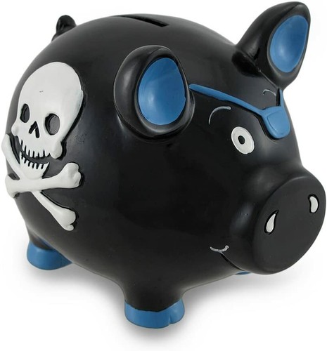 KMP Gifts JUMBO Size Pirate Crossbones Piggy Bank Childrens Money Cash ...