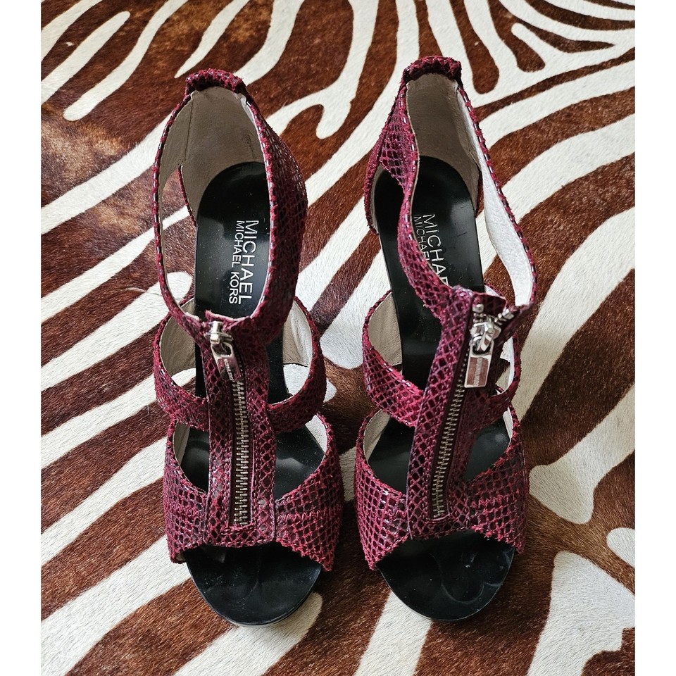 Michael Michael Kors Heels Womens 7 M Berkley Open Toe Gladiator Snake ...