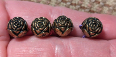 Set of 4 Vintage Rose Buttons Metal Double Sided | eBay