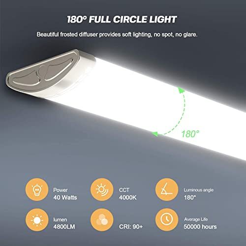 Dimmable 4ft Led Kitchen Puff Ceiling Lights 40w 4800lm 4000k 4 Foot ...