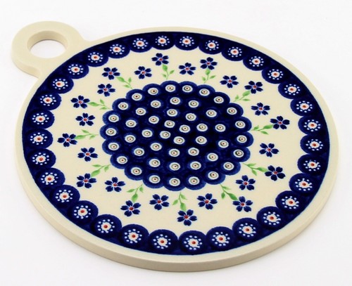 Polish Pottery Round Cutting Board / Ceramic Trivet Zaklady Boleslawiec ...