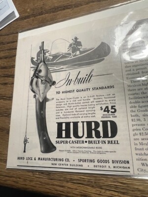 ANTIQUE FISHING HURD SUPER CASTER ROD REEL REPRO 8X10 PHOTO PRINT ...