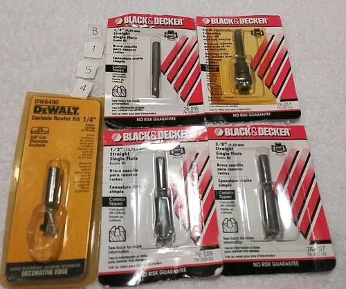 5PC DEWALT/ BLACK&DECKER 1/4" SHANK CARBIDE ROUTER BIT SET | eBay