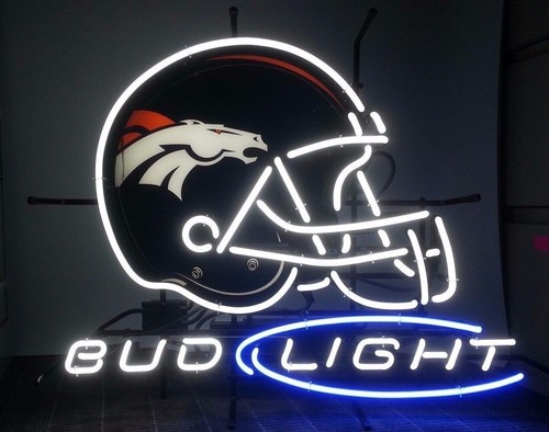 Denver Broncos Helmet Beer Neon Light Sign 19x15 Lamp Bar Open Wall ...