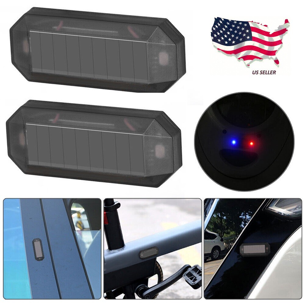 2PCS Solar Power Car Fake Alarm LED Anti-Theft Warning Lights Flashing ...