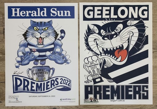 2022 Geelong Cats Wegart And Knight WEG Premiership Posters | eBay