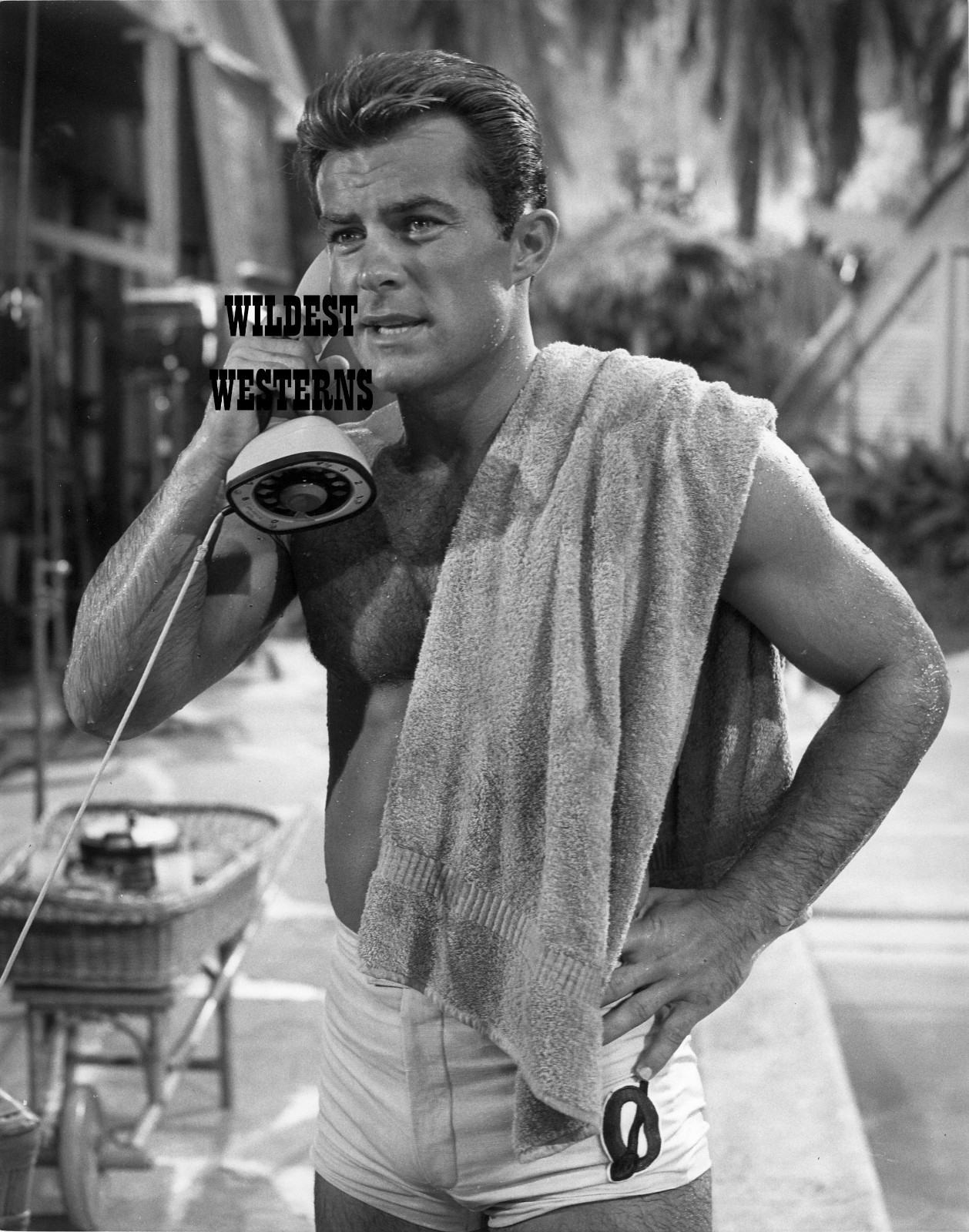 ROBERT CONRAD Towel Photo HAWAIIAN EYE Buff Biceps SHORT SHORTS Gay ...