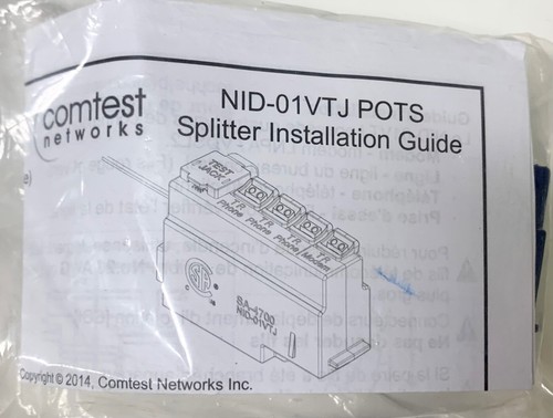 COMTEST Networks NID 01VTJ POTS VDSL2 & ADSL/2+ SPLITTER SA 4704 0001 ...
