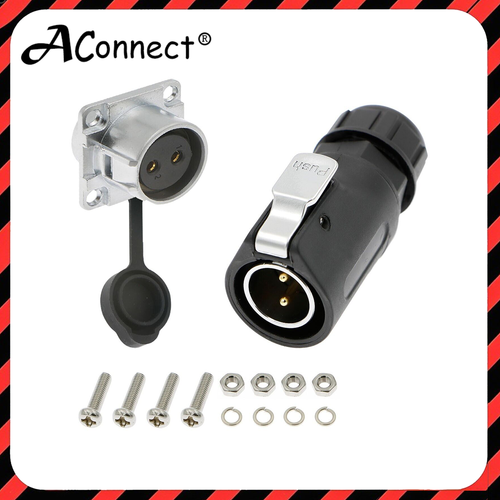 M20 Outdoor 2 Pin Waterproof Connector Panel Mount Male Plug and Female ...