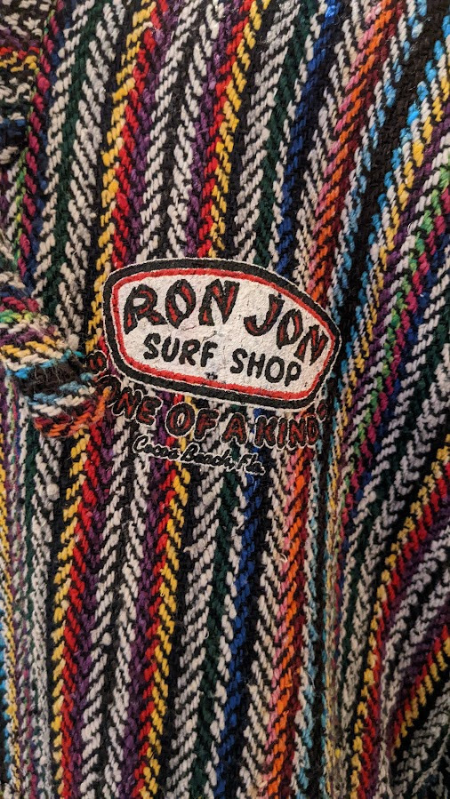 Earth Ragz Mens Vintage RON JON SURF SHOP Poncho Hoodie Size M Rasta ...