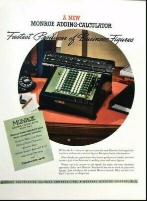 1937 Monroe Calculator Machine Vintage Advertisement Print Art Ad ...