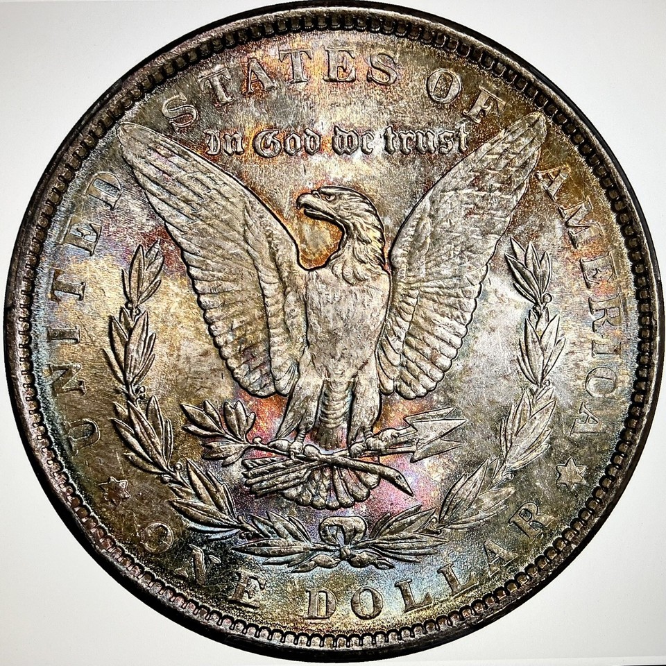 1887 P Toned Morgan $ PCGS MS 64💎💎Premium Vivid Radiant Rainbow Toned💎💎 ...