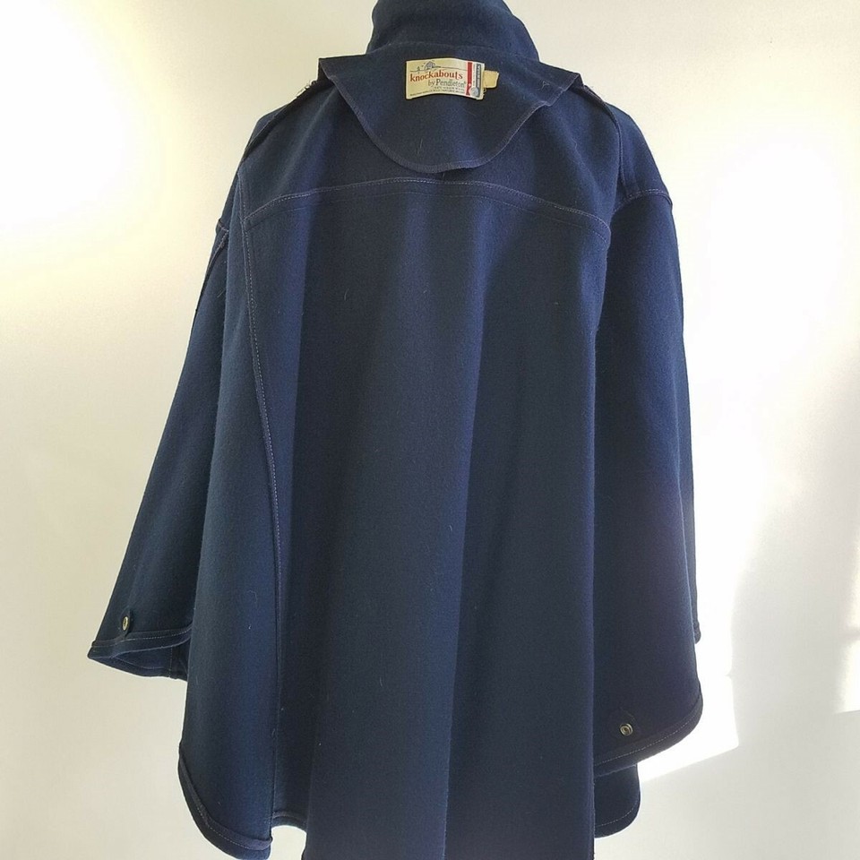 1960s Vintage Pendleton Knockabouts Womens Wool Cape Navy Blue with Toggles | eBay