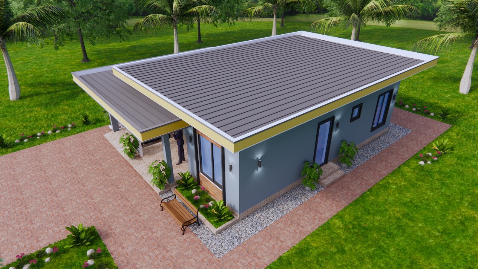 30x36 Feet House Design Plans 9x11 Meter 2 Bed 1 Bath Hidden Roof (A4 ...