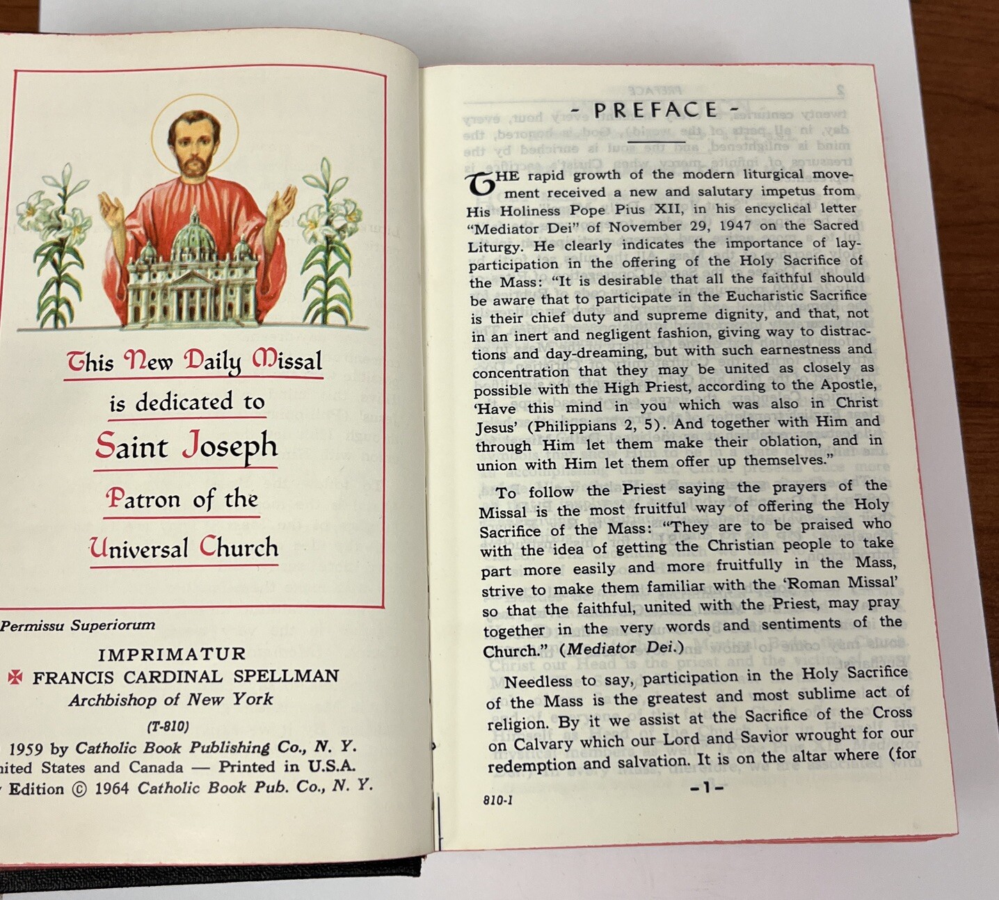 Vintage St. Joseph Daily Missal 1964 Catholic Prayer Book. Pristine ...