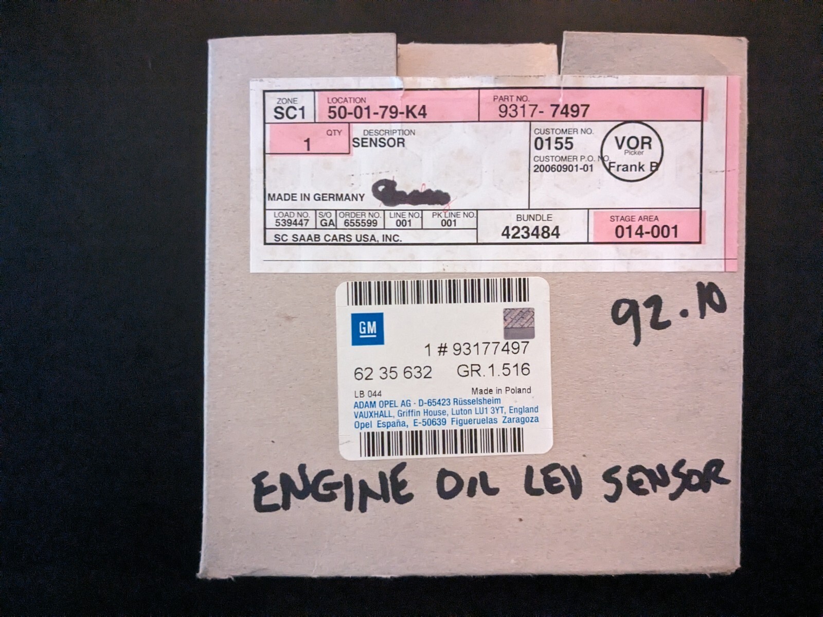 SAAB 93177497 GENUINE OEM FACTORY ORIGINAL LEVEL SENSOR for sale online ...