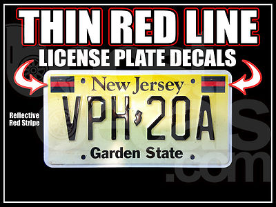 5 PACK THIN RED LINE LICENSE PLATE DECALS Decals Stickers Fire FD ...