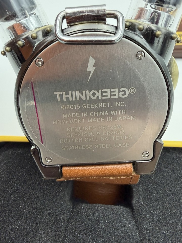 Rare ThinkGeek TESLA WATCH Steampunk Leather Band No Key - New in Box ...