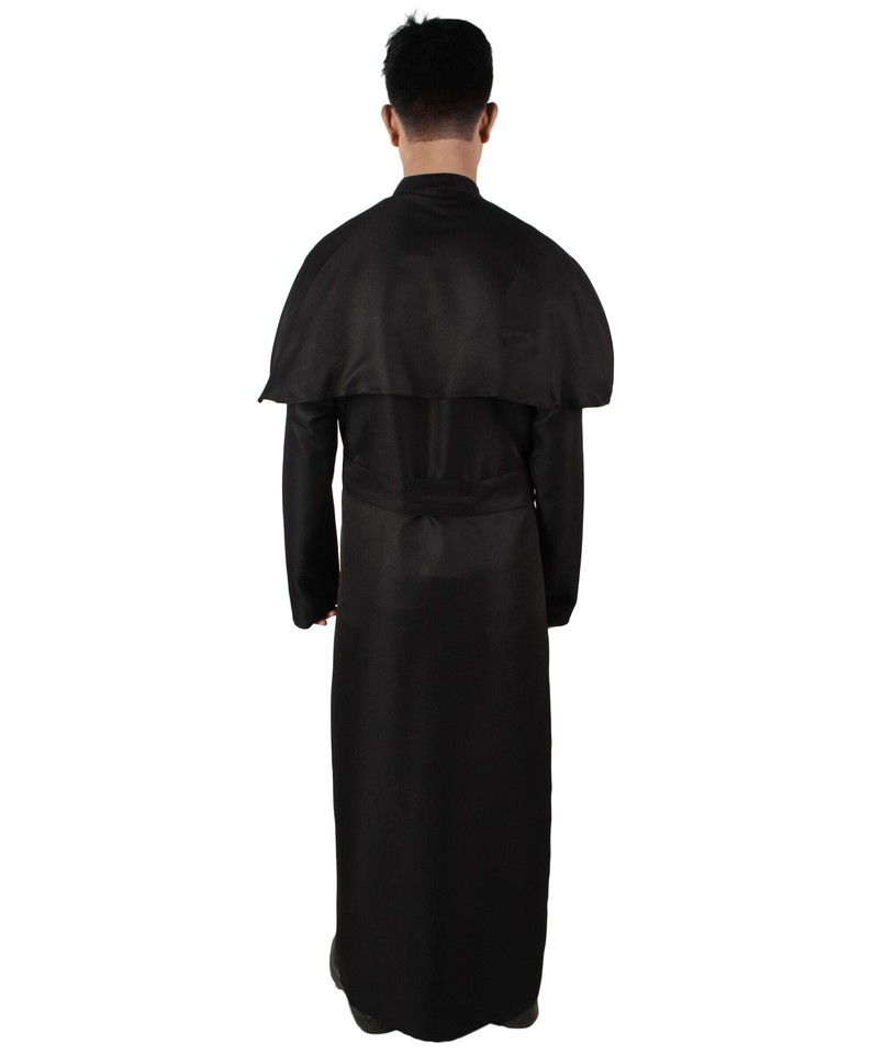 HPO Adult Men’s Priest Black Cassock Clerical Collar & Shoulder Mantle ...