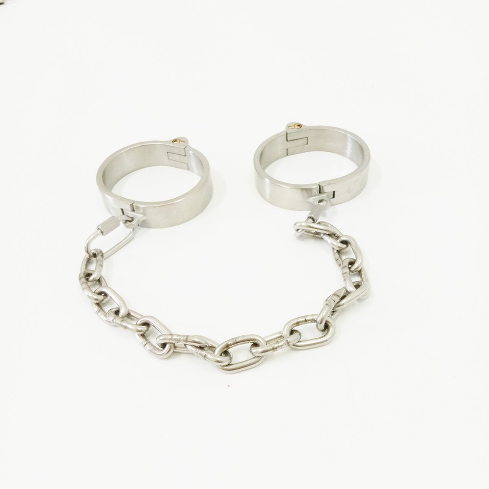 Heavy Stainless Steel Handcuffs Wrist Ankle Neck Cuffs Chain Removable ...