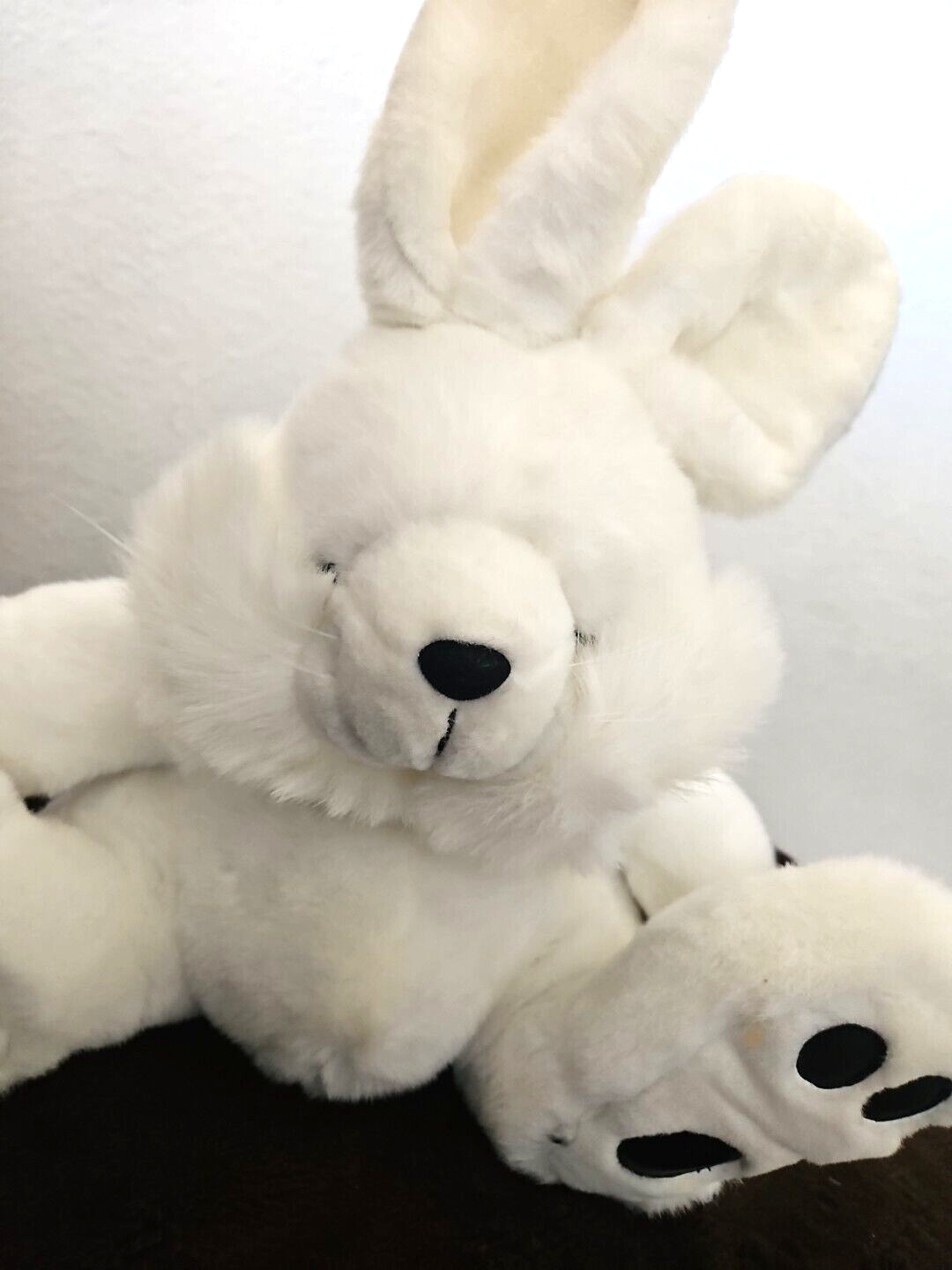Vintage Bunny Rabbit Plush Stuffed Animal White Large Black Feet ASI ...