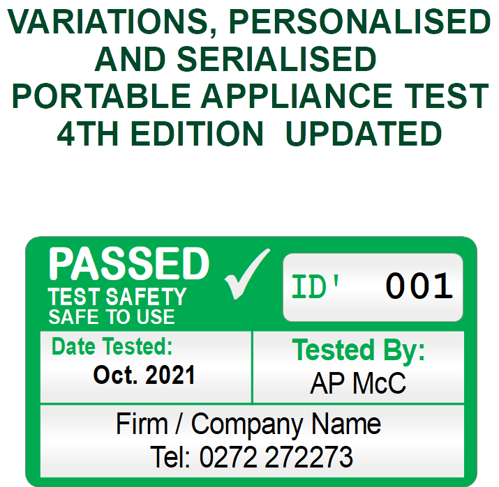 1040 Personalised PAT Testing Labels - 4th Edition - For Plugs size 38 ...