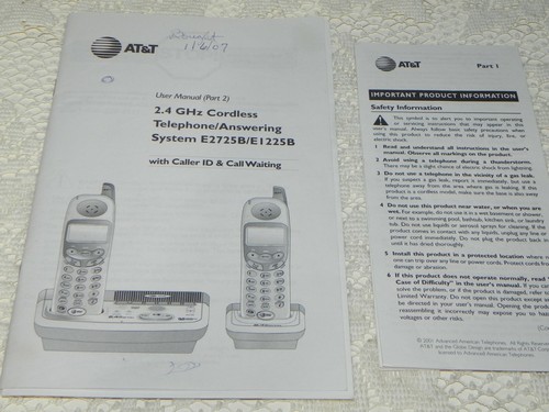 Pre-Owned Manual AT & T 2.4 Ghz Cordless Telephone/Answering Mach # ...