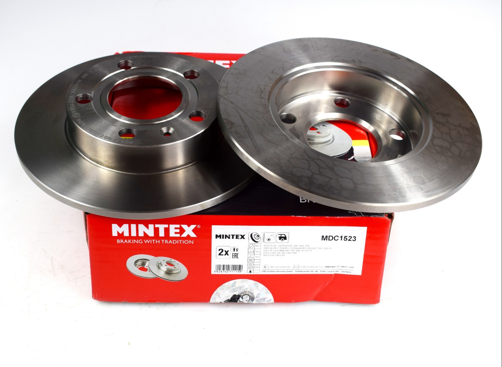 2X MINTEX DISC BRAKES REAR AUDI 80 A4 COUPE SEAT EXEO 3R2 EXEO 3R5 1.6 ...