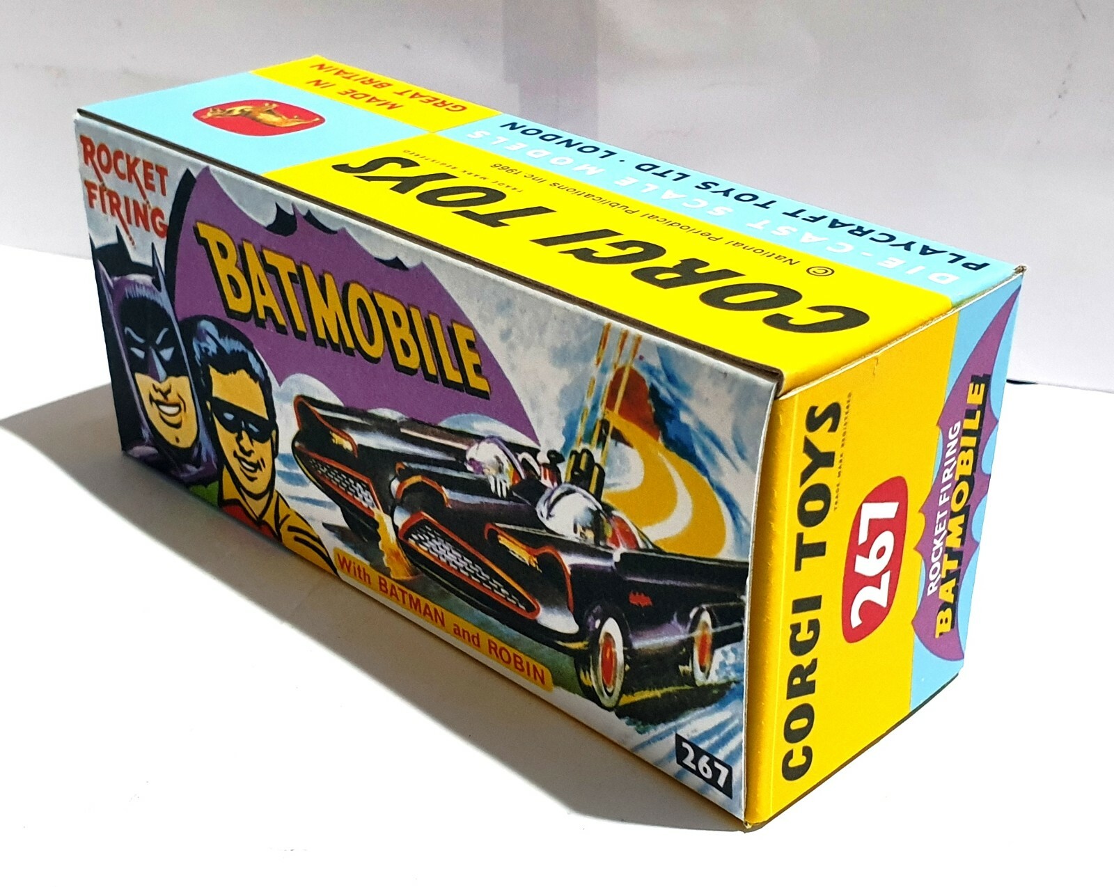 Repro Batman 1966 Corgi 267 Batmobile Diecast Model Grey Card Box with ...