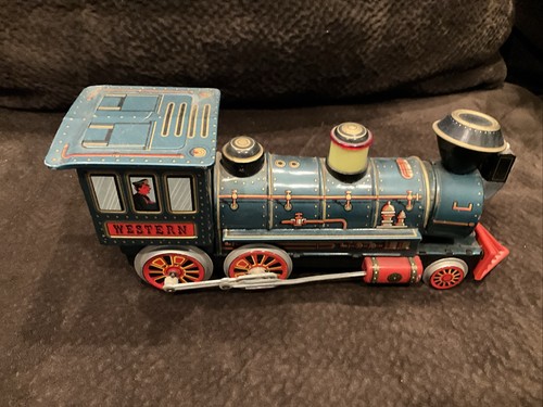 Vintage Tin Trade Mark Modern Toys Western Train Engine Locomotive ...