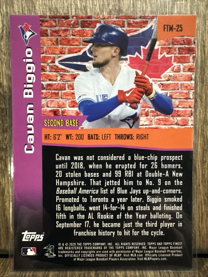 Cavan Biggio 2020 Topps Finest the Man Insert #FTM-25 Toronto Blue Jays ...