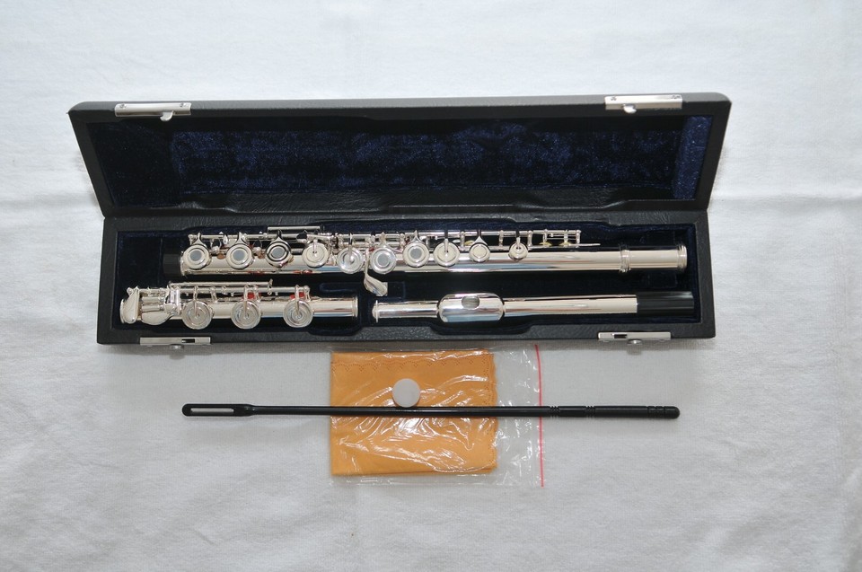 Professional Silver Plated C Key Flute 17 Open Hole B Foot Split E ...