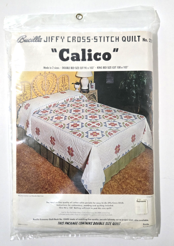 Bucilla Jiffy Cross Stitch Calico Quilt Kit for Double King 2298 Made 2 ...