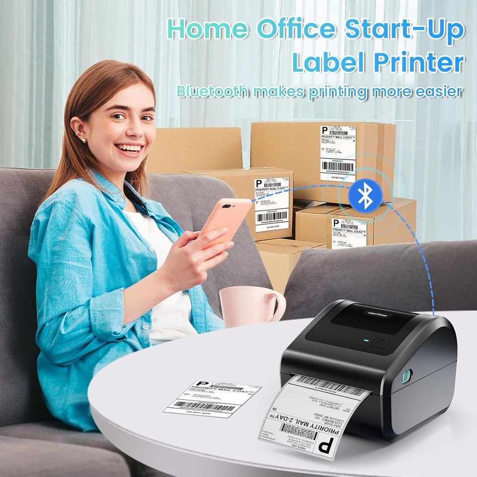Thermal Label Printer Bluetooth 4x6 Printer for Shipping Label USPS ...