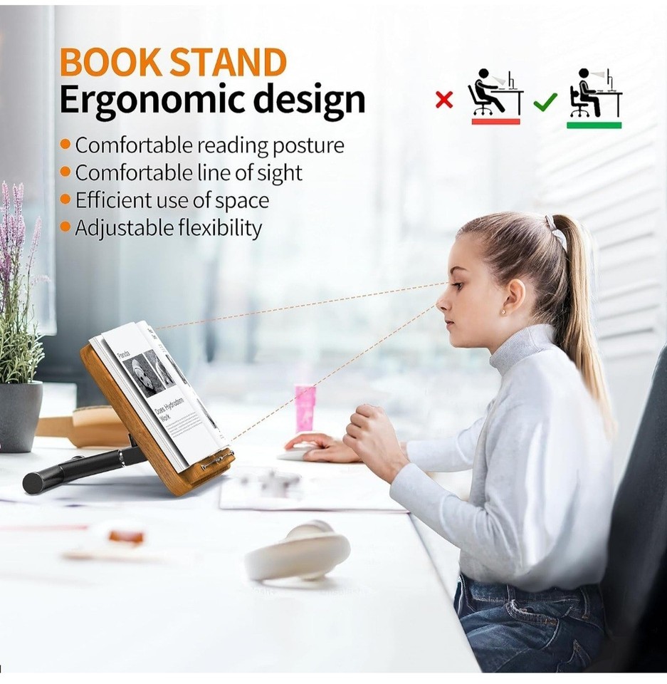 NAMON 2 in 1 Dual-use Floor Book Stand & Desktop Book Stand, 100% Solid ...