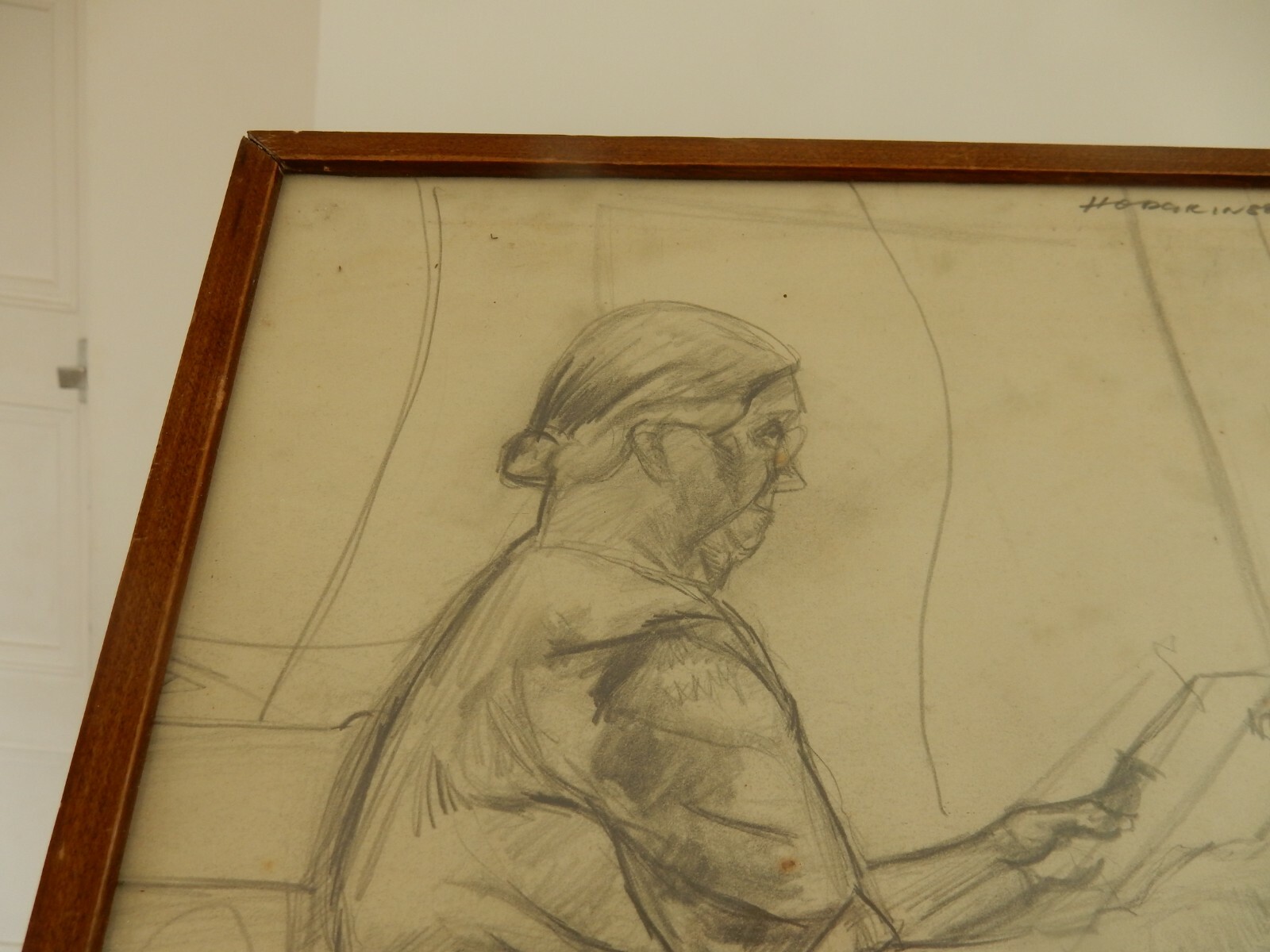 GEORGE HODGKINSON (1914-1997), framed PENCIL DRAWING of ARTISTS MOTHER ...