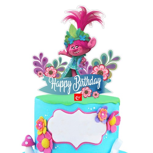 Happy Birthday Acrylic Troll Theme Large Cake Topper Decoration Party ...