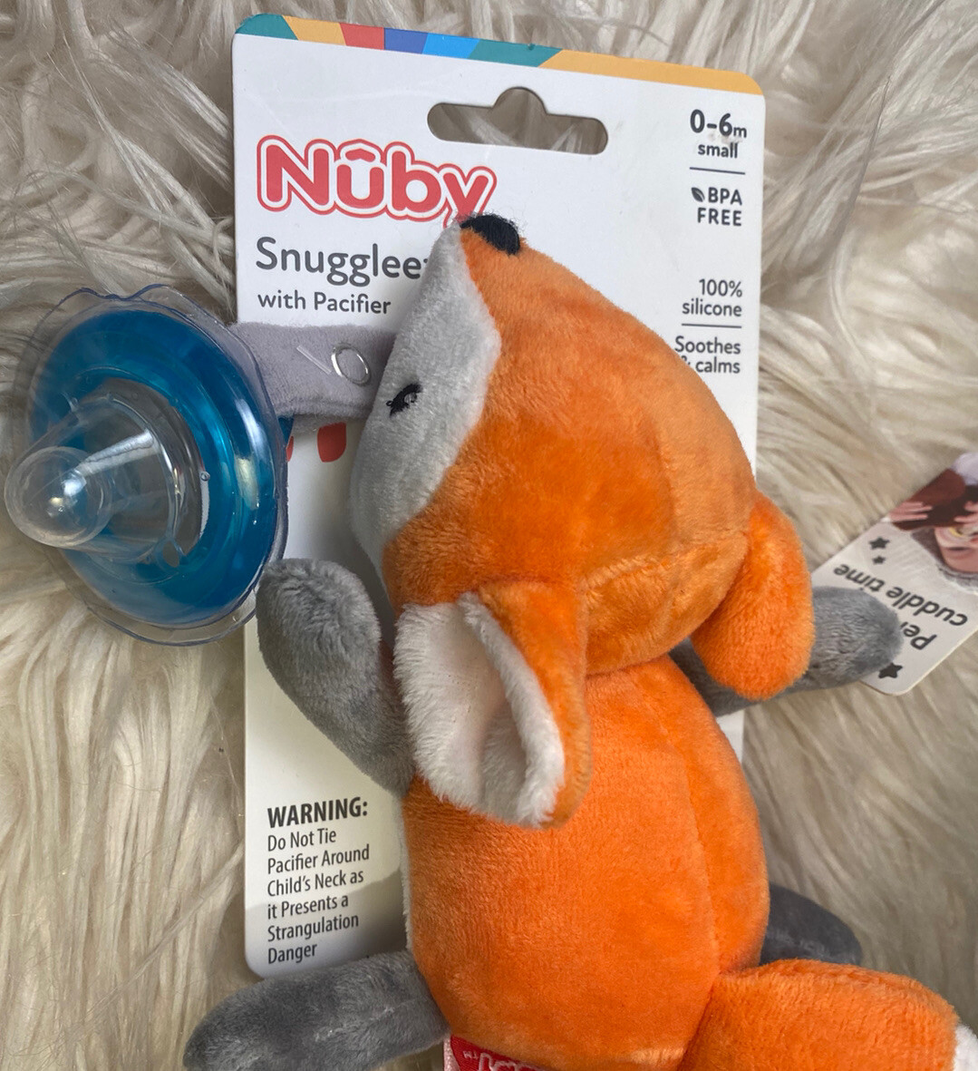 New Nuby Pacifier Combo Set Cherry Shape 0-6 m Snuggleez Fox plush | eBay