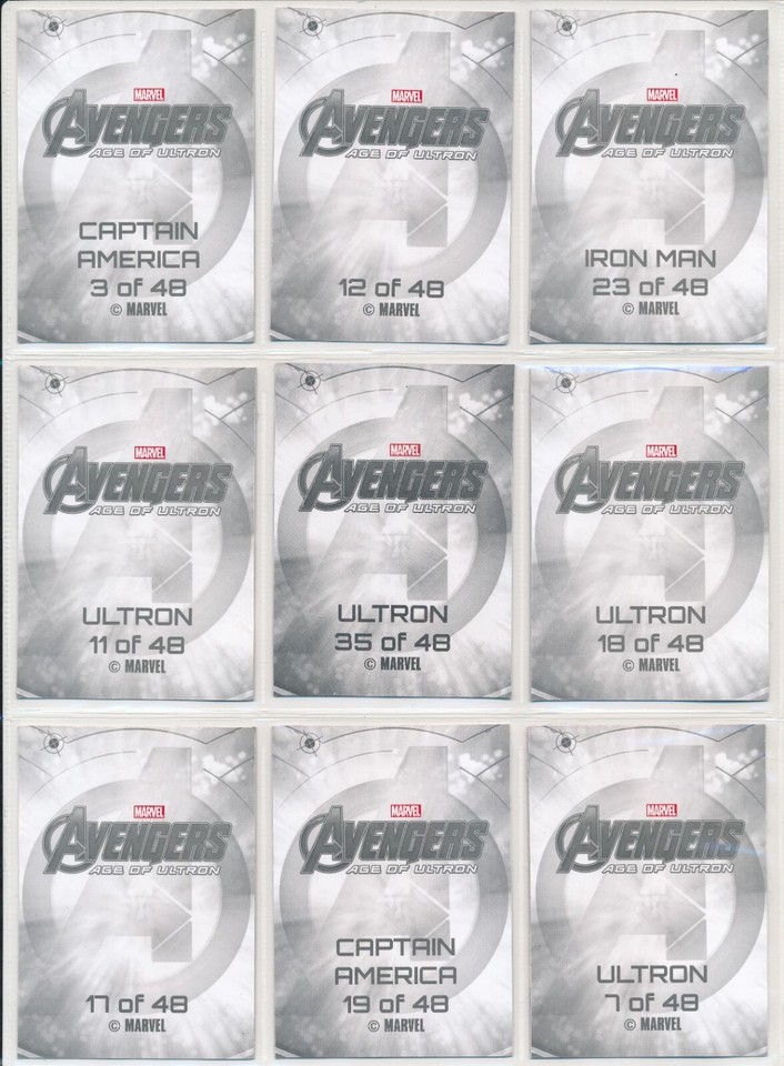 Marvel Avengers Age of Ultron Mixed Sticker Series Lot of (9) Cards #6 ...