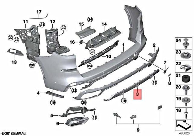 Genuine BMW X5 G05 Rear M Sport Bumper Lower Trim Diffuser 51128099114 ...