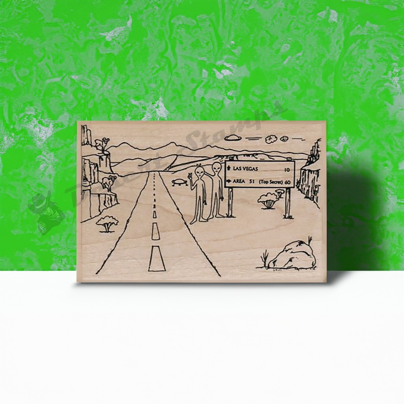 Mounted Rubber Stamp, Alien Post Card Stamp, Las Vegas Stamp, Aliens ...
