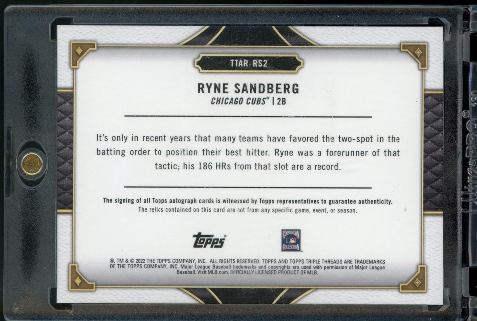 2022 Topps Triple Threads Ryne Sandberg Wood Patch Auto 1/1 #TTAR-RS2 ...