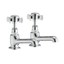 Wash Basin Taps Pair with Traditional Cross Head Handles Solid Brass ...